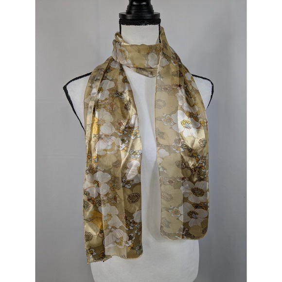 Accessories | Y2k Scarf Shawl Floral Gold Bohemian Luxe Feminine Old ...